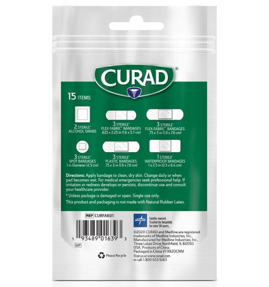CURAD 15-Piece First Aid Portable Pack 48Ct