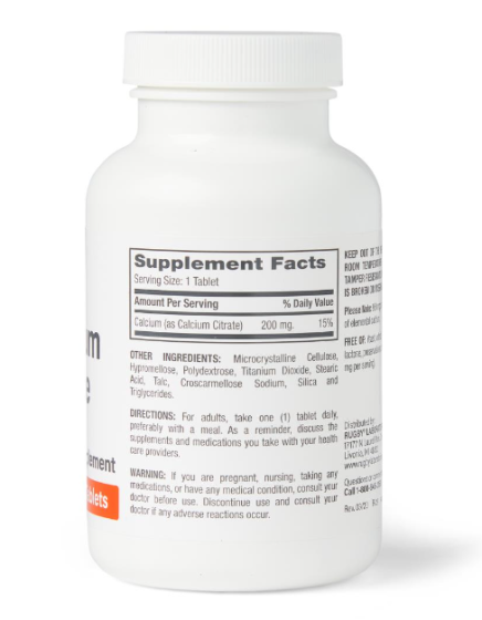 Calcitrate Calcium Citrate Tablets 200mg 100Ct