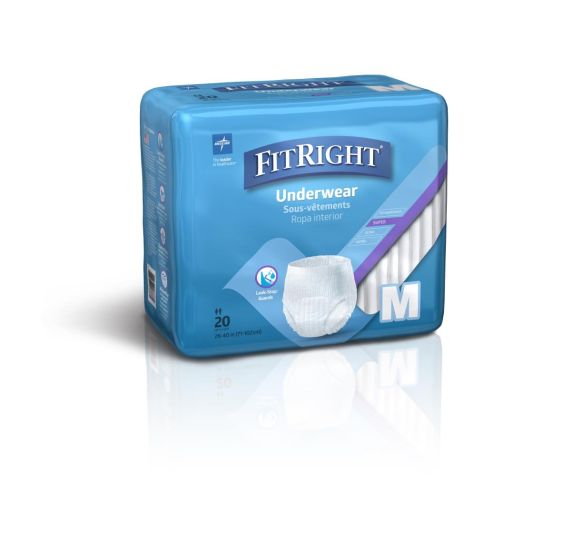 Medline FitRight Super Disposable Underwear M 20Ct
