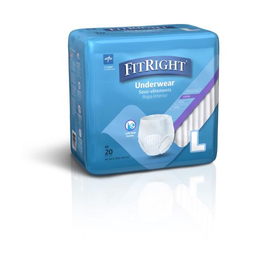 Medline FitRight Super Disposable Underwear L 20Ct