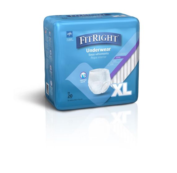 Medline FitRight Super Disposable Underwear XL 80Ct
