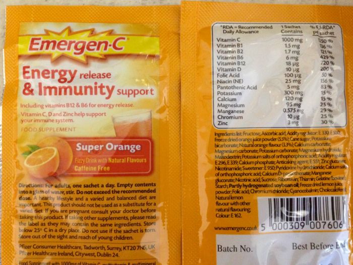 Emergen-C Vitamin C Powder Super Orange 1000mg 30Ct