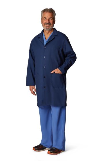 Medline Unisex Knee-Length Lab Coat Navy Blue XL 1Ct