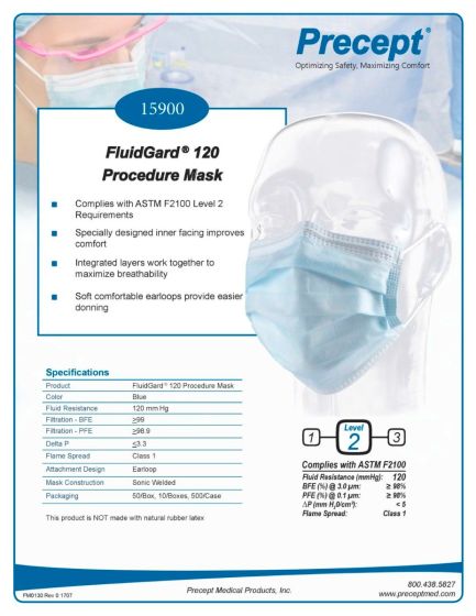 Fluidguard Procedure Mask Blue 500Ct