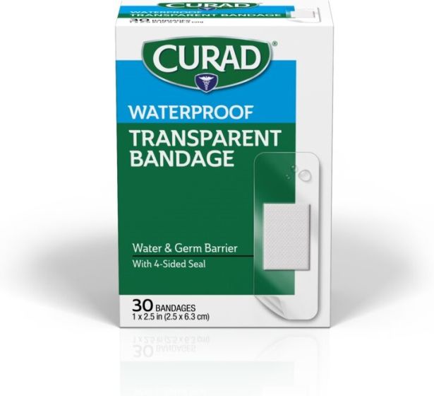 CURAD Clear Waterproof Adhesive Bandage 1x2.5 30Ct
