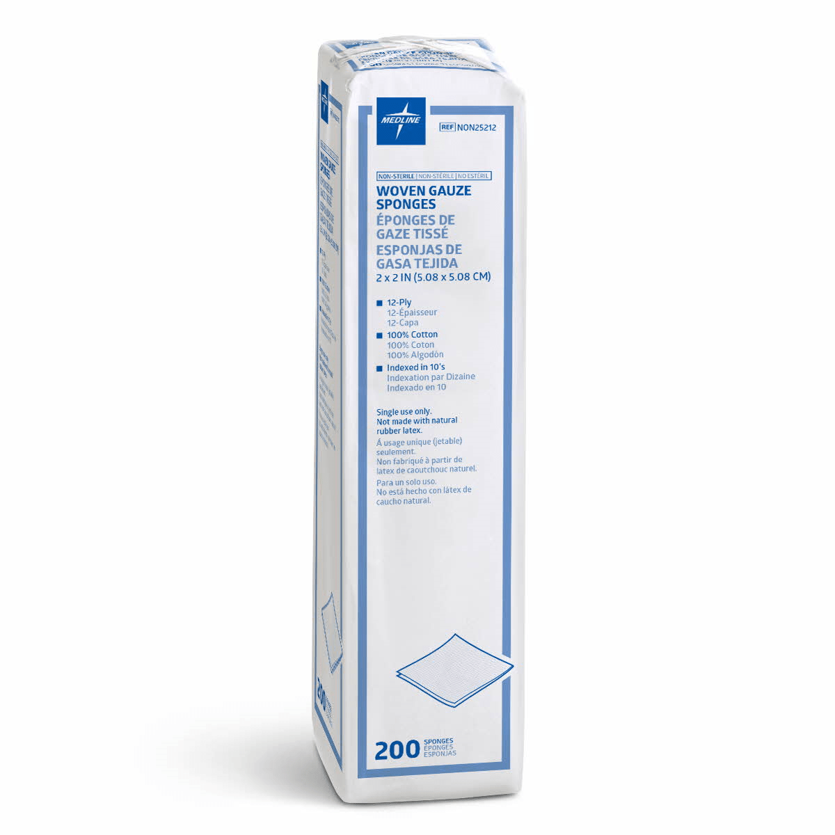 Medline NS Woven Cotton Gauze Sponge 12ply 2x2 200Ct