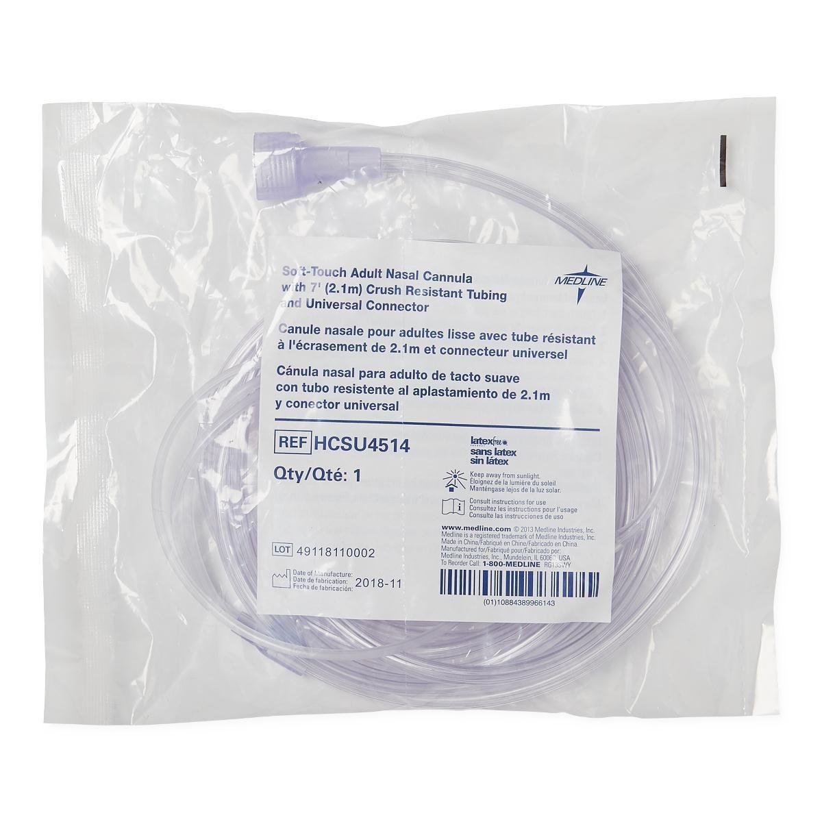 Soft-Touch Oxygen Cannula 7ft Tubing Univ Connect 50Ct