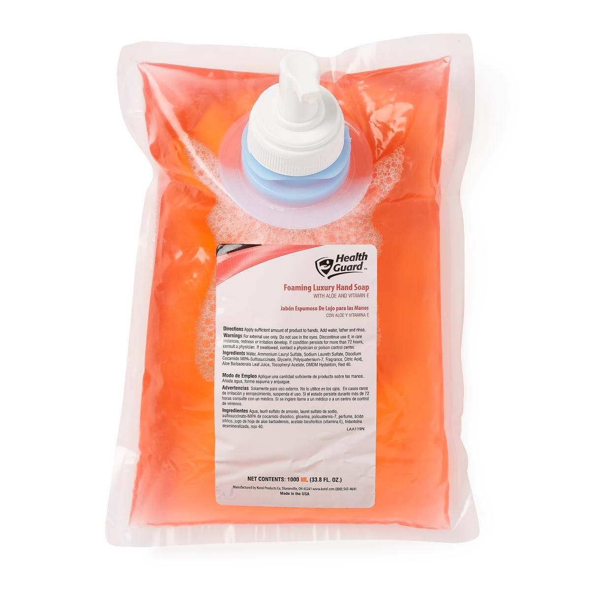 Medline HealthGuard Luxury Foaming Soap 1000mL Bag 6Ct