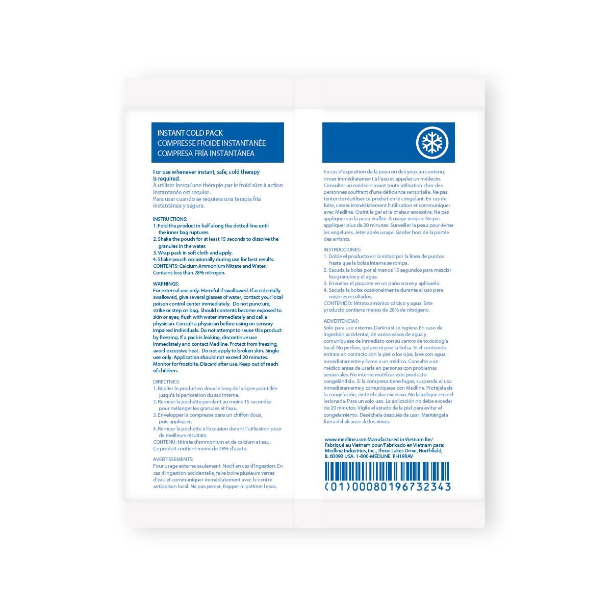 Medline Standard Instant Cold Pack 5x6 Single Use 1Ct