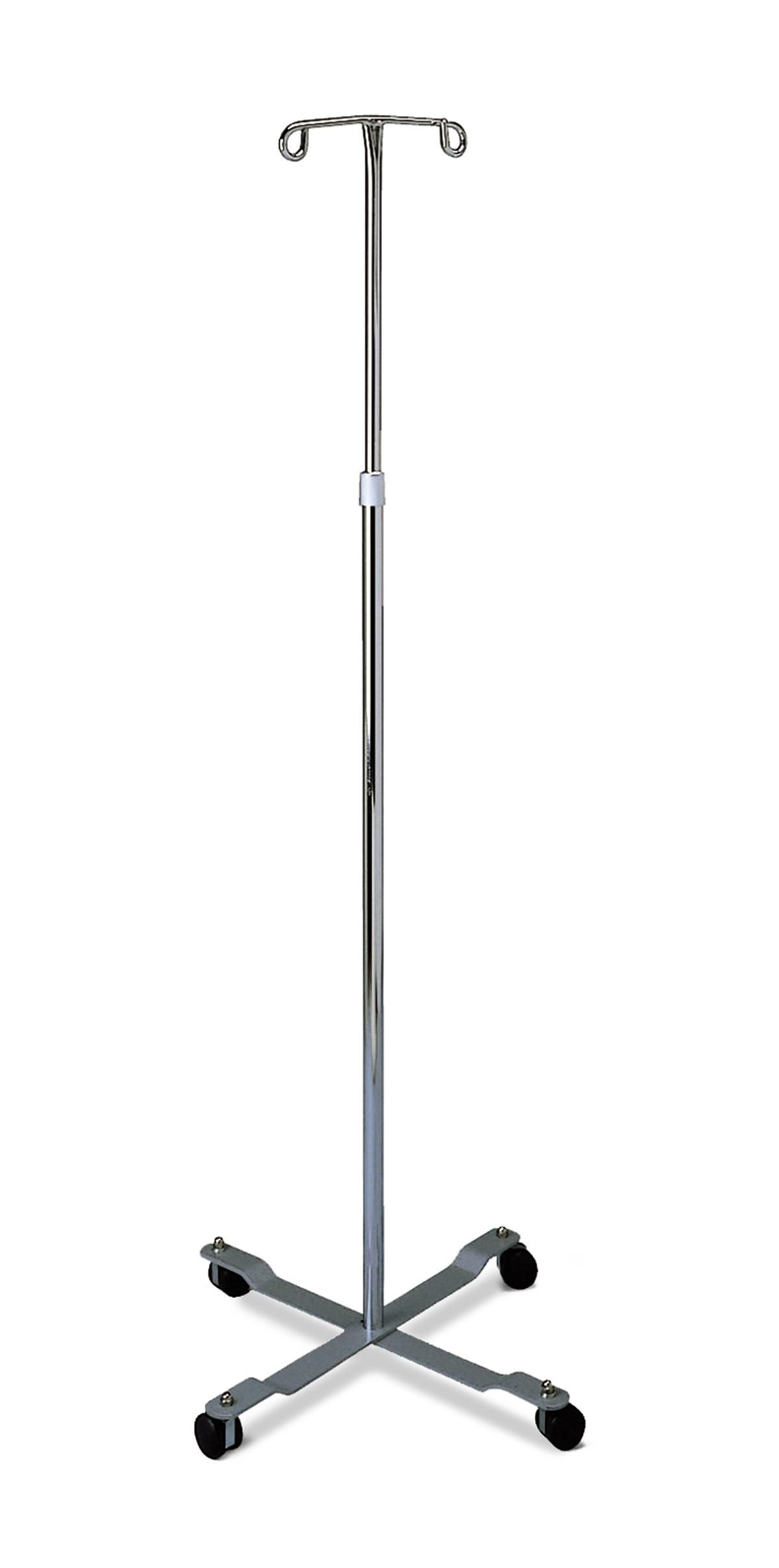 Medline Chrome IV Pole with 2 Hooks and 4 Casters 1Ct