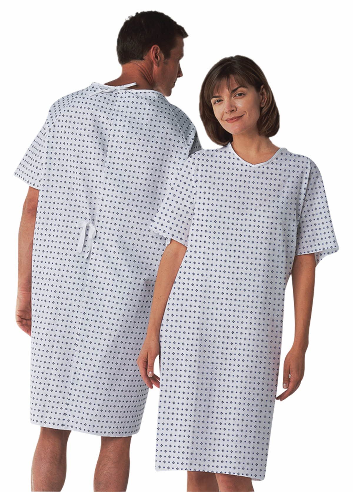 Medline Patient Gown with Back/Neck Ties 12Ct