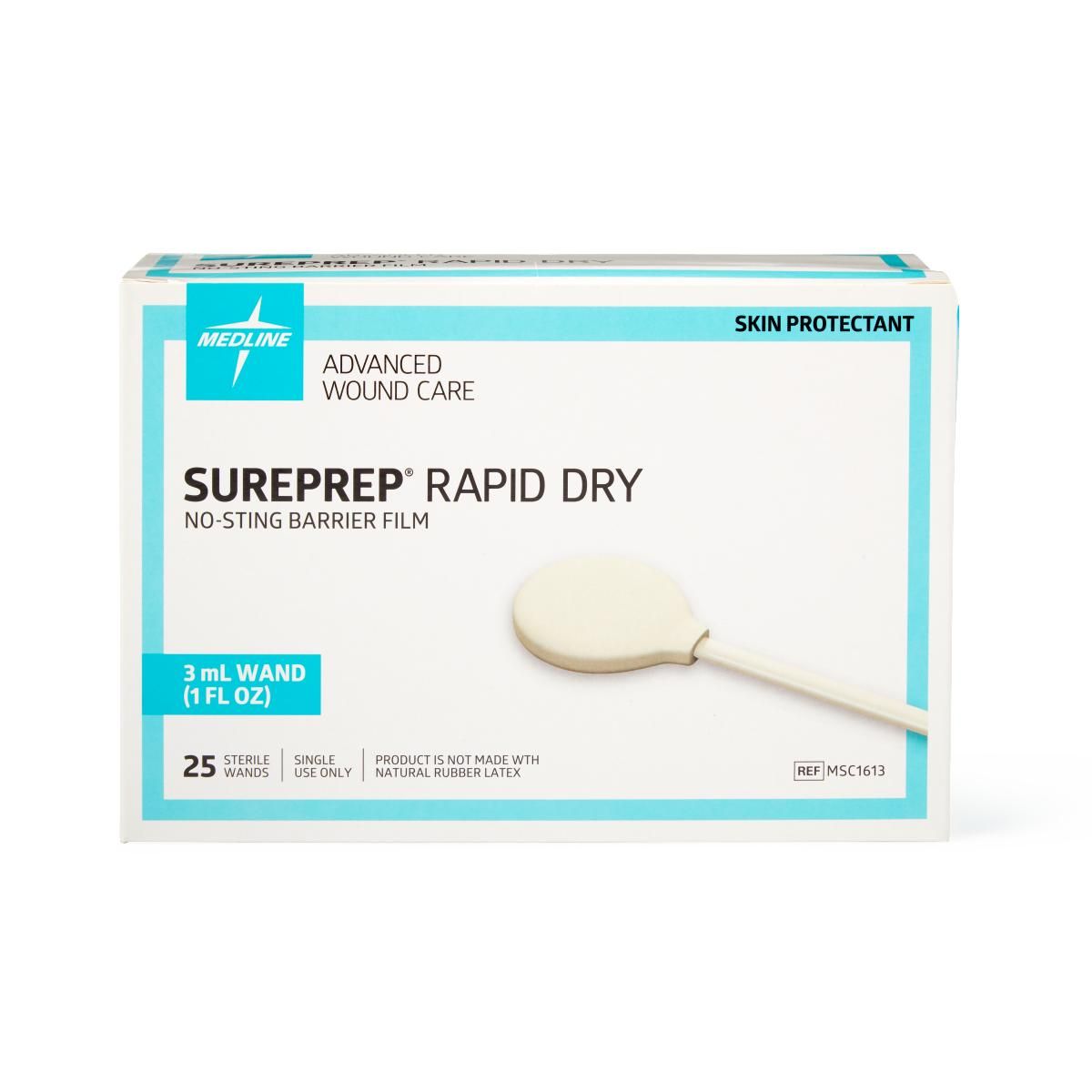 Medline SurePrep Rapid Dry Barrier Film 3mL Wand 25Ct