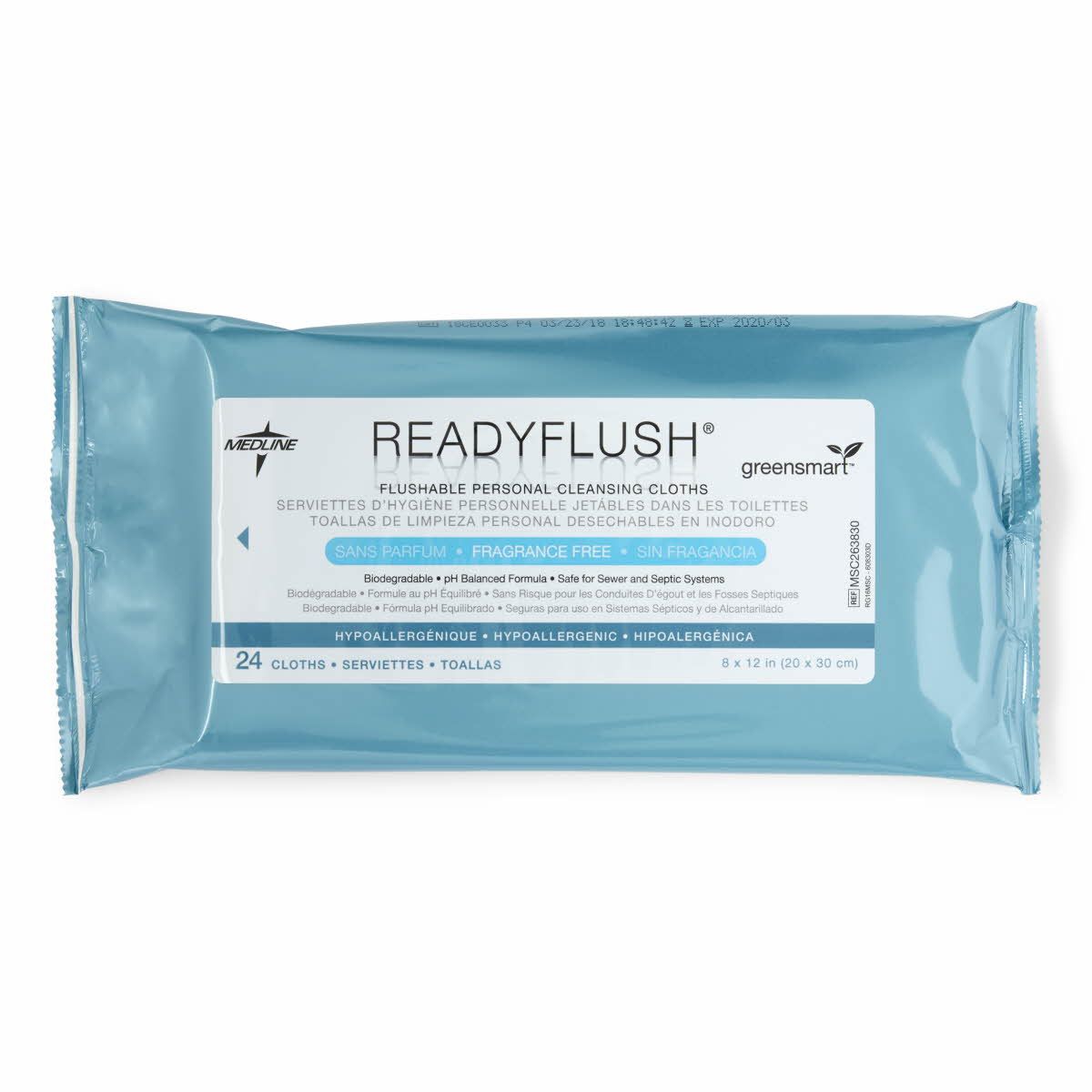 ReadyFlush Biodegradable Flushable Wipes Unscented 576Ct