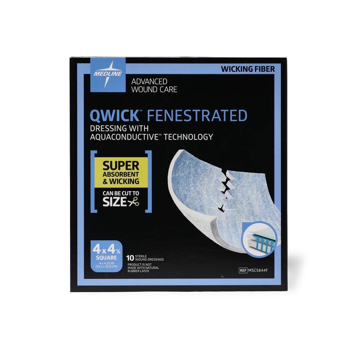 Medline Qwick Wound Dressing Fenestrated 4x4.25 50Ct