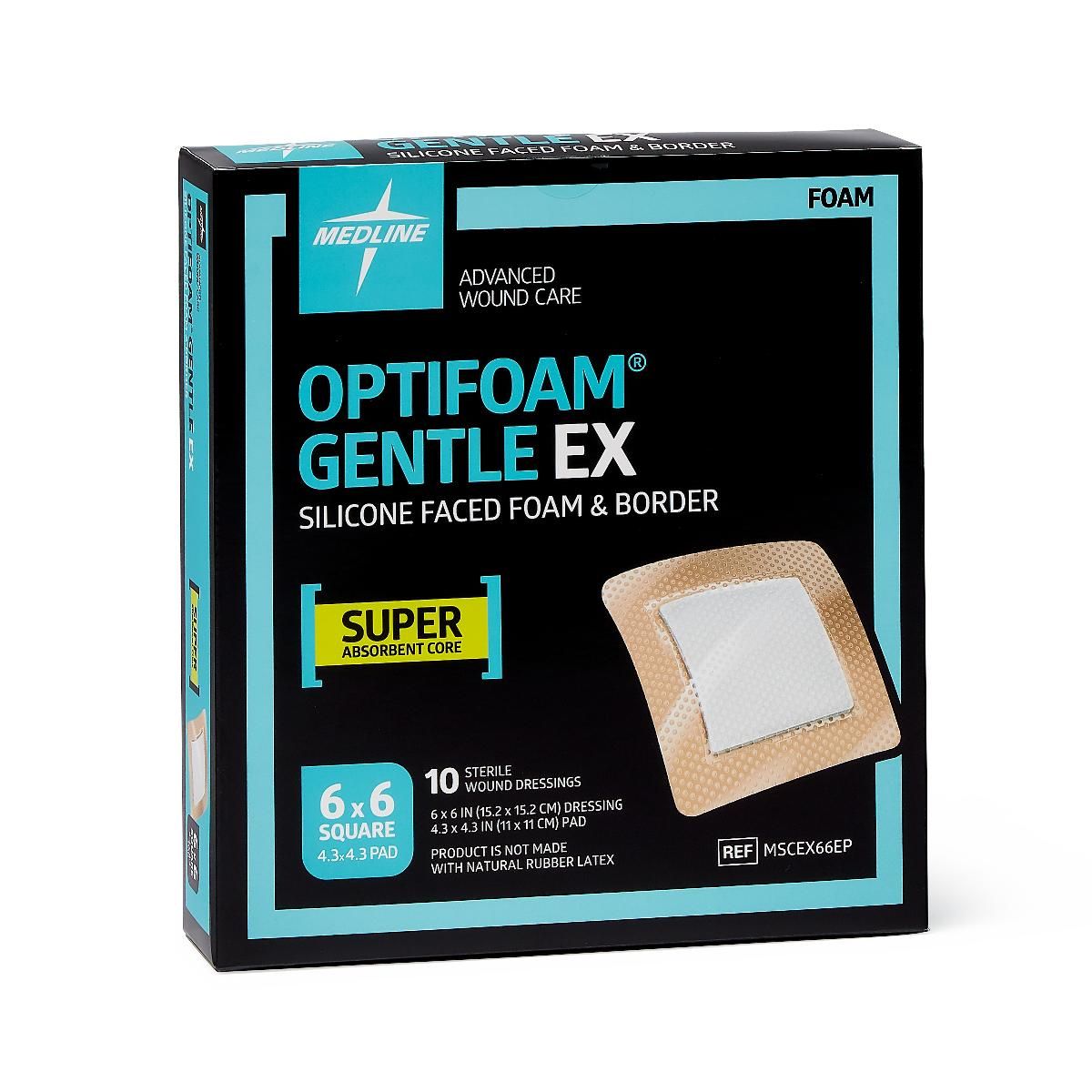 Optifoam Gentle EX Silicone/Foam Dressing 6x6 10Ct