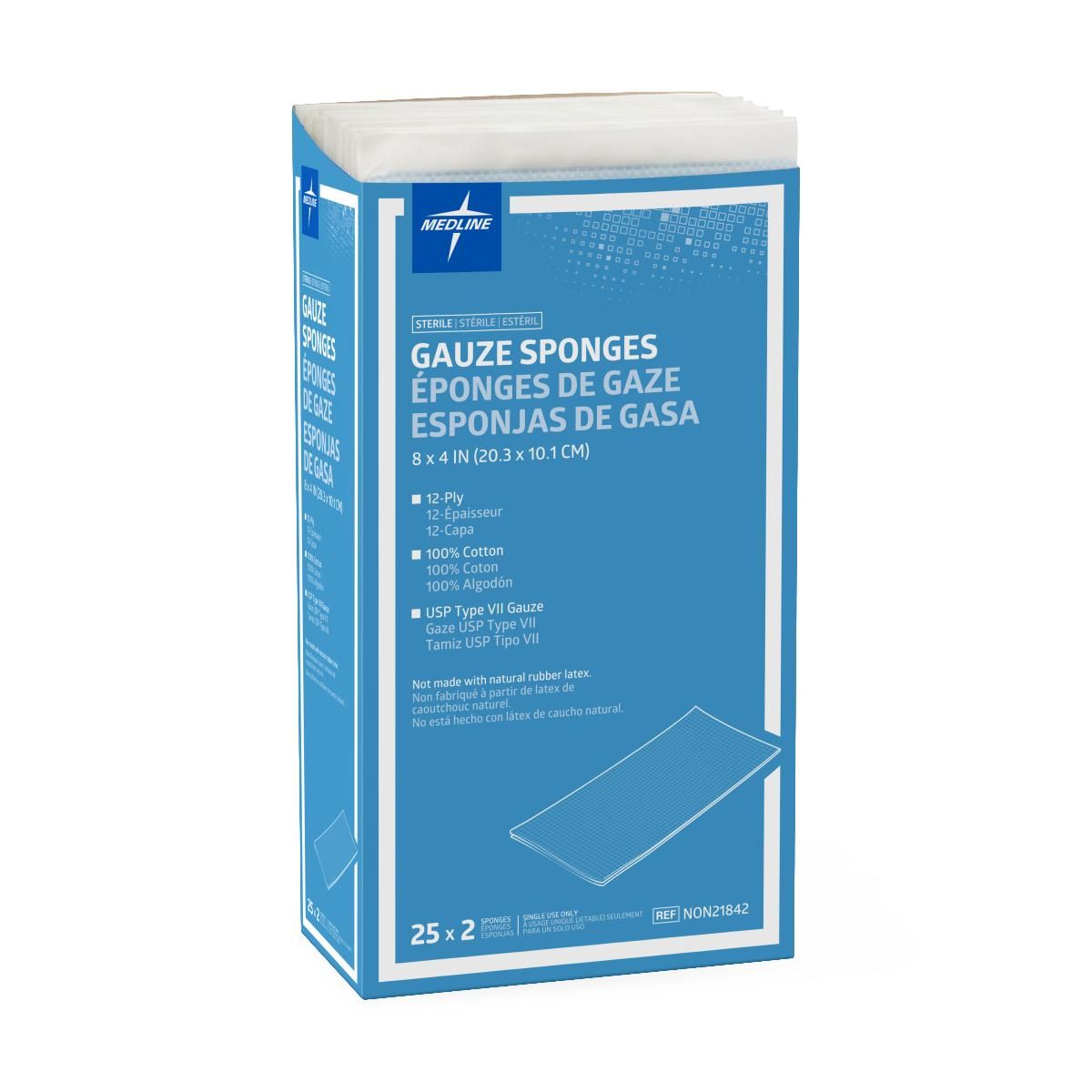 Medline St2s Woven Cotton Gauze Sponge 12ply 8x4 50Ct