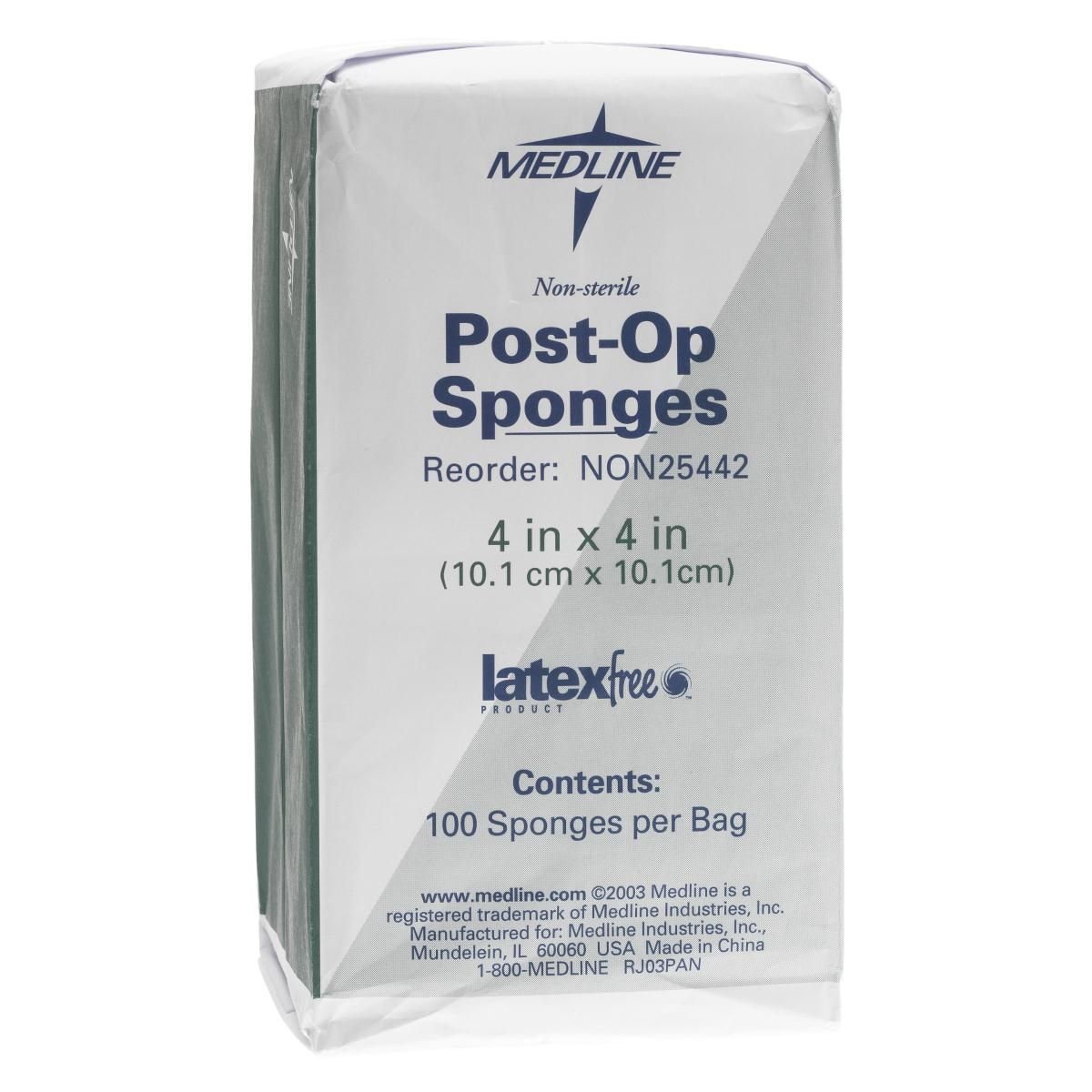 Medline NS Post-Op Rayon/Poly Sponges 4x4 100Ct