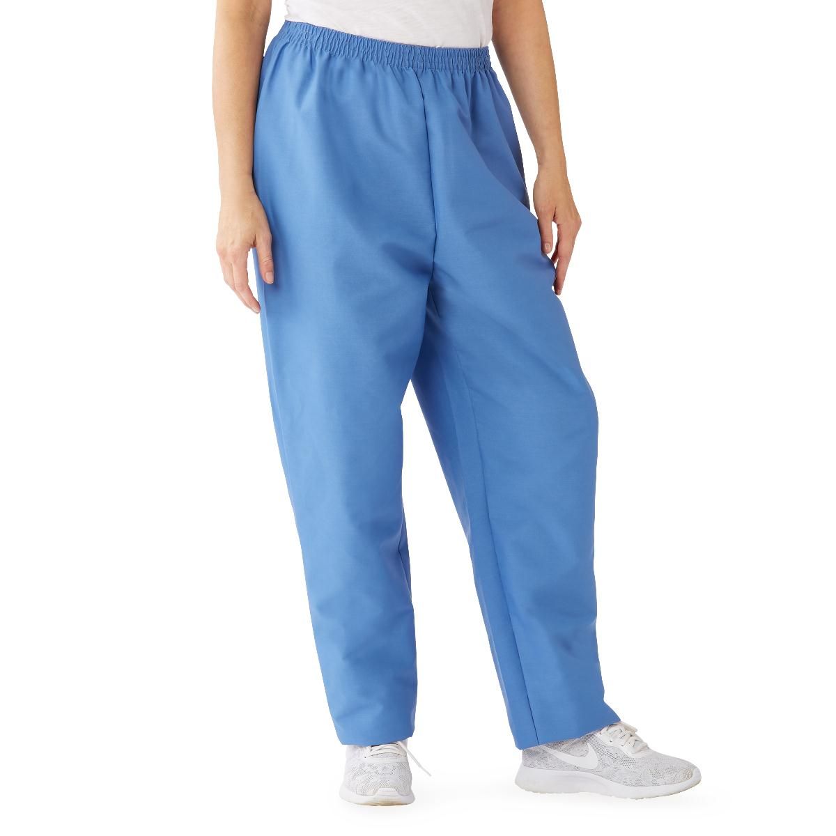 ComfortEase Women's Elastic Waist 2-Pocket Scrub Pants, Size XS Regular ...