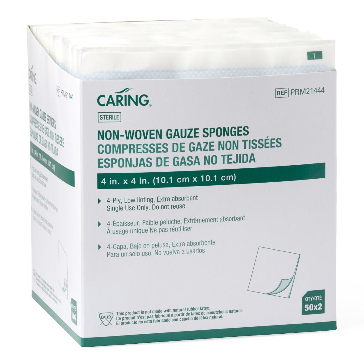 Medline Sterile Nonwoven Gauze Sponges 2s 4ply 4x4 1200Ct