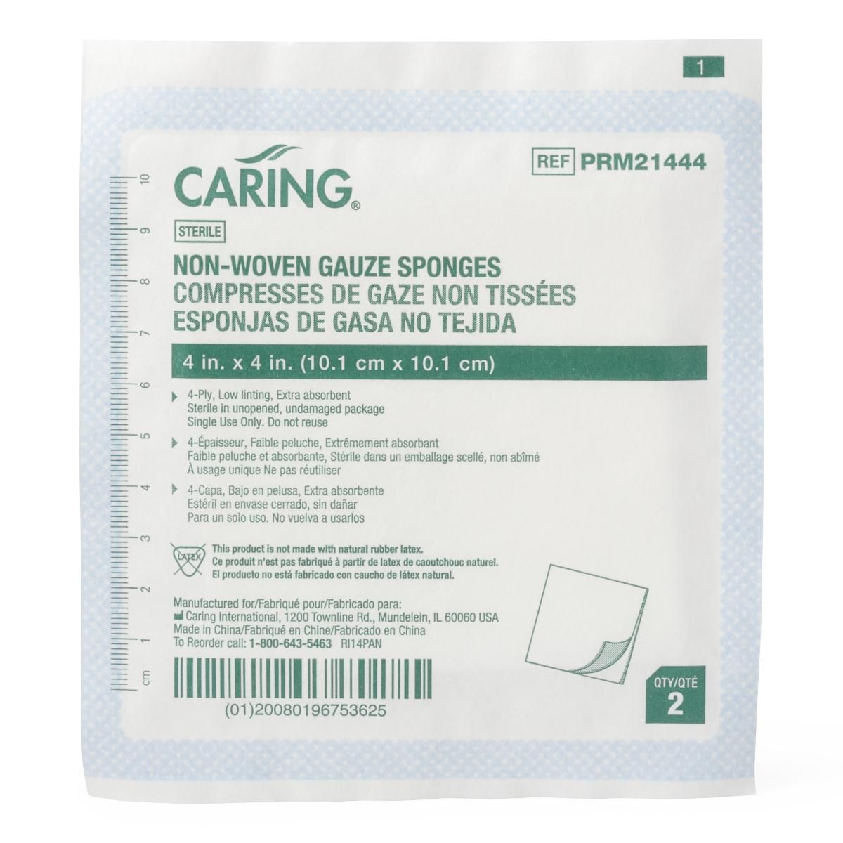 Medline Sterile Nonwoven Gauze Sponges 2s 4ply 4x4 1200Ct