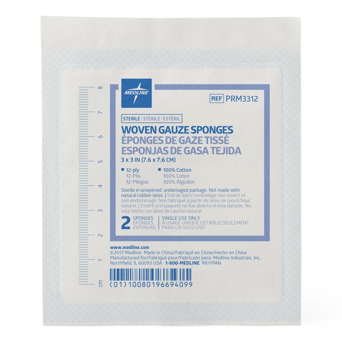 Caring St2s Woven Cotton Gauze Sponge 12ply 3x3 80Ct