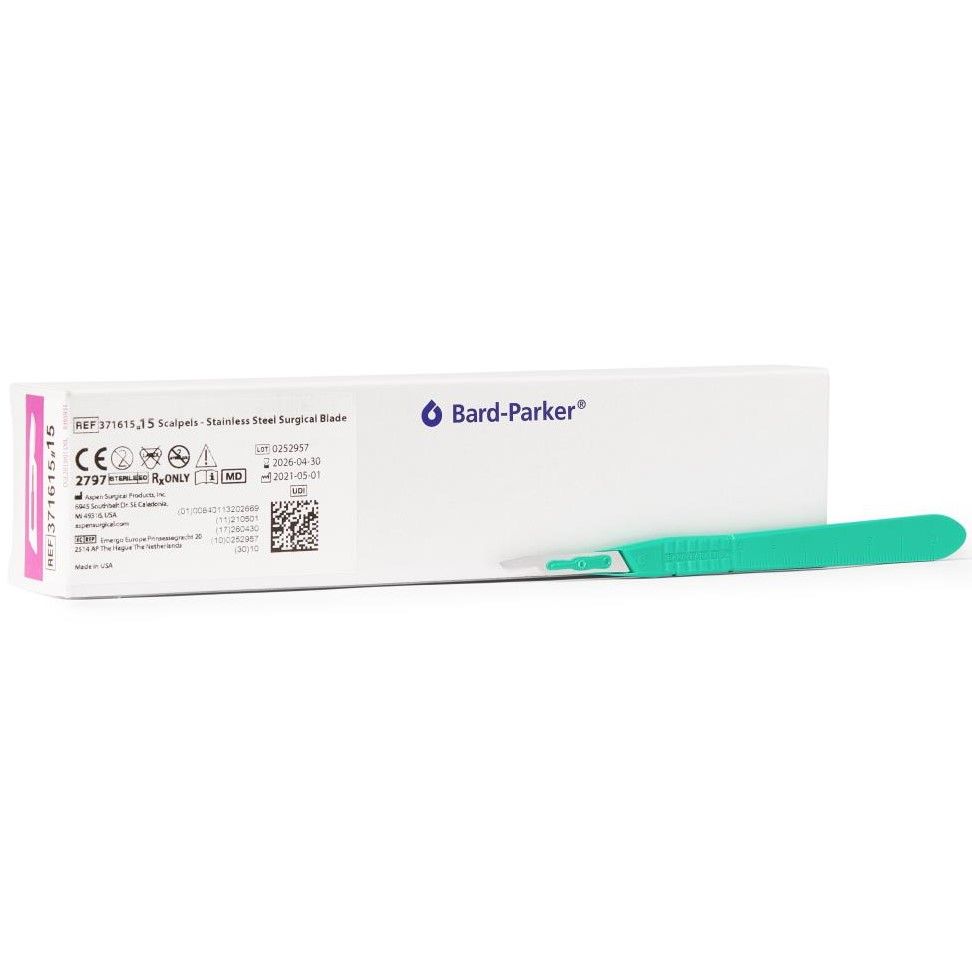 Bard-Parker Stainless-Steel Disposable Scalpel, Size 15, Tip Protector ...