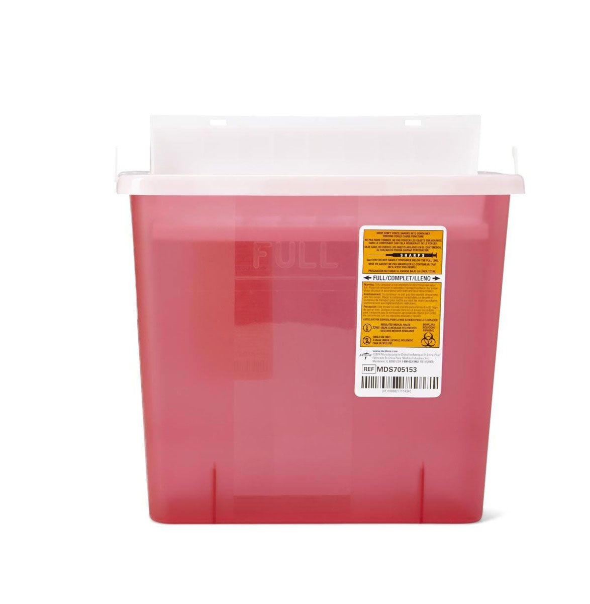 Medline Wall-Mount Sharps Container 5-Quart Red 1Ct