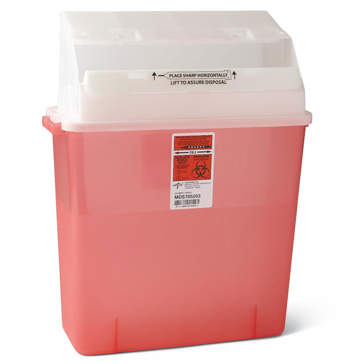 Medline Wall-Mount Sharps Container 3-Gallon Red 1Ct