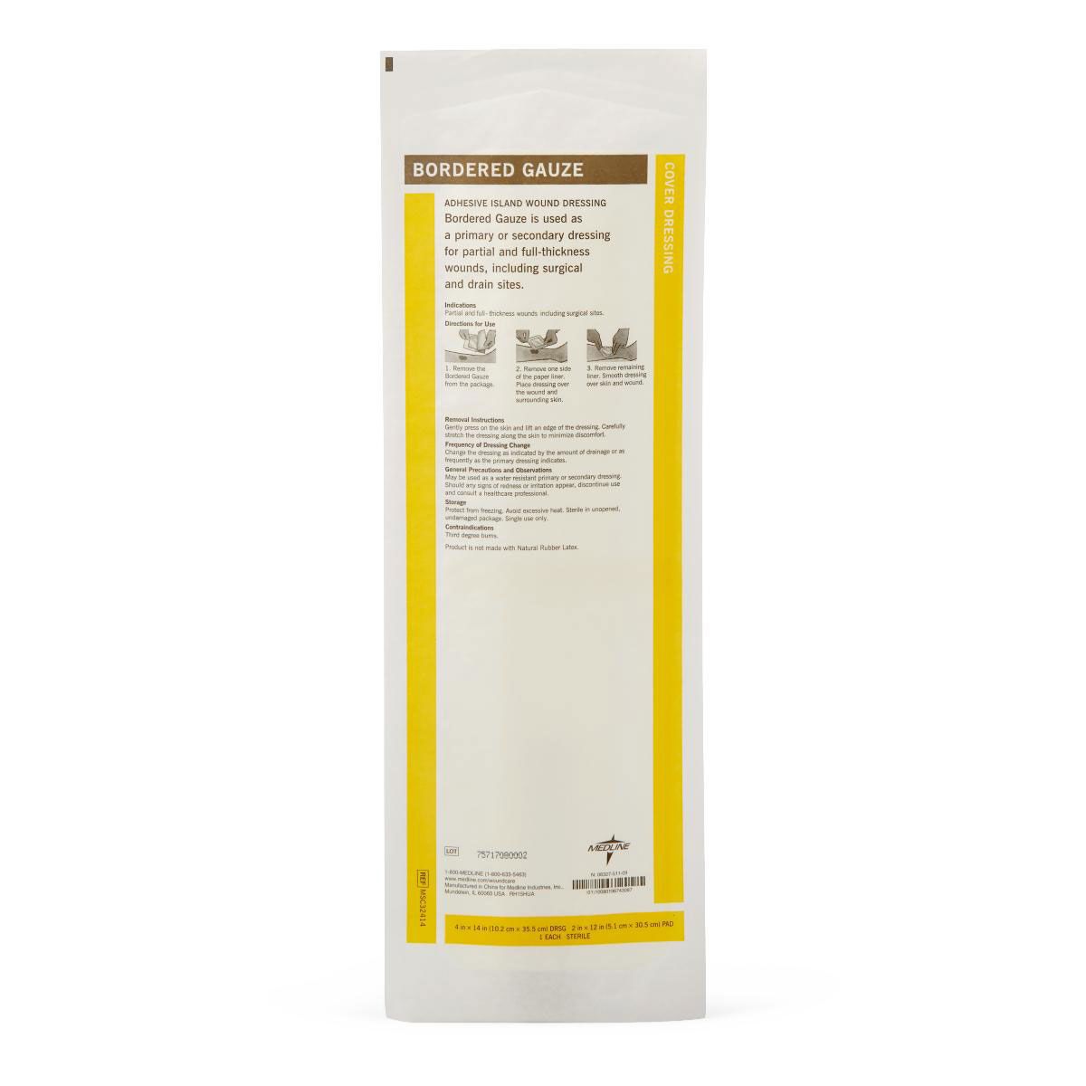 Medline Border Gauze Adhesive Island Wound Dressing 4x14 1Ct