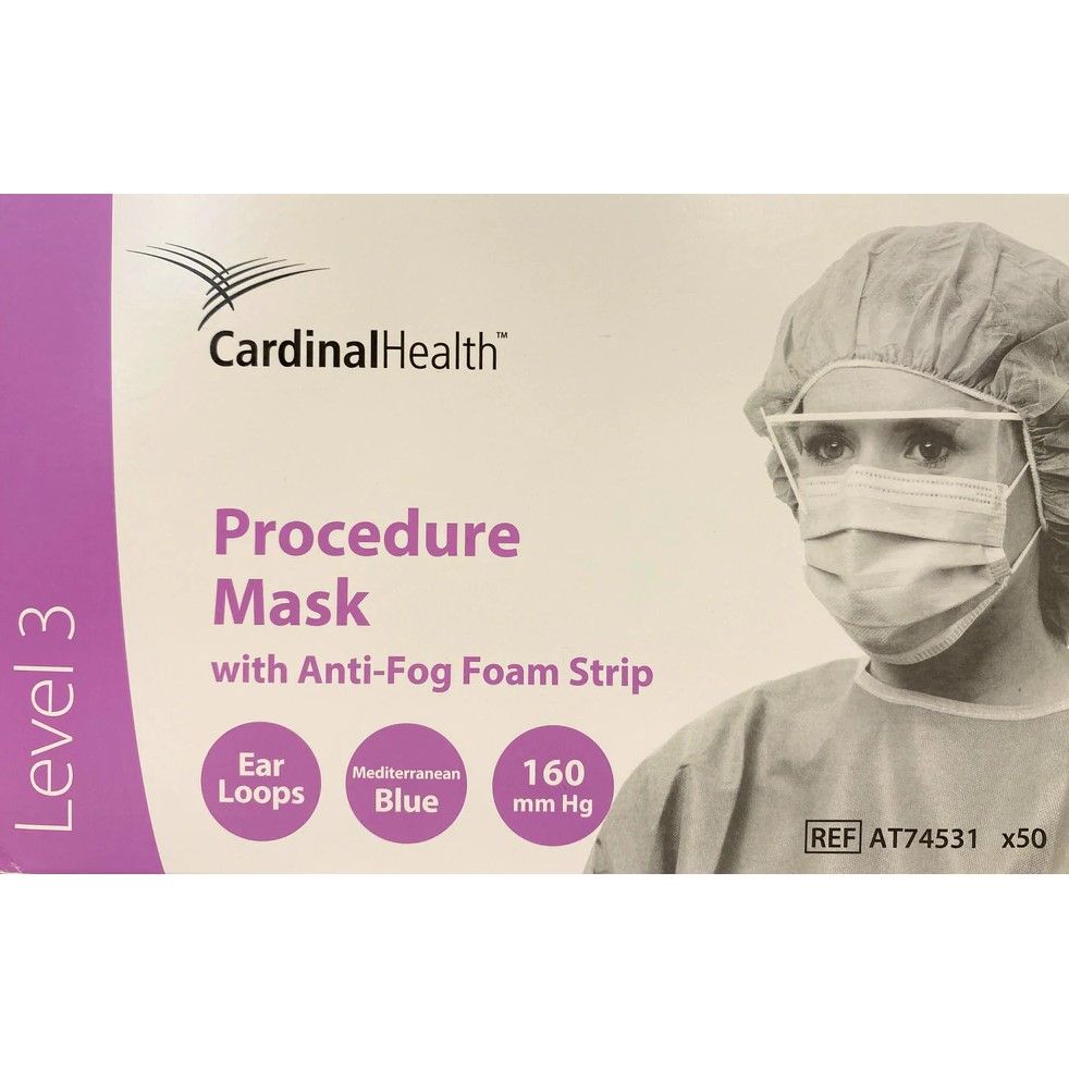 Cardinal Health ASTM Level 3 Blue Face Mask 50Ct