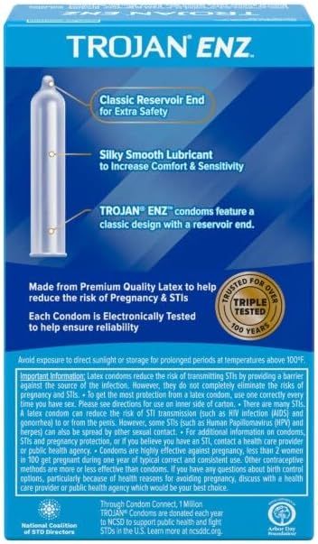 Trojan ENZ Lubricated Latex Condoms 12Ct