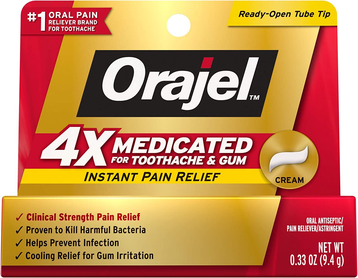 Orajel 4x Toothache and Gum Pain Cream 0.33 oz. 1Ct