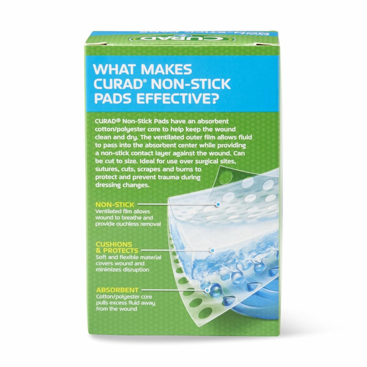 CURAD Sterile Nonstick Pad w Adhesive Tabs 2x3 240Ct