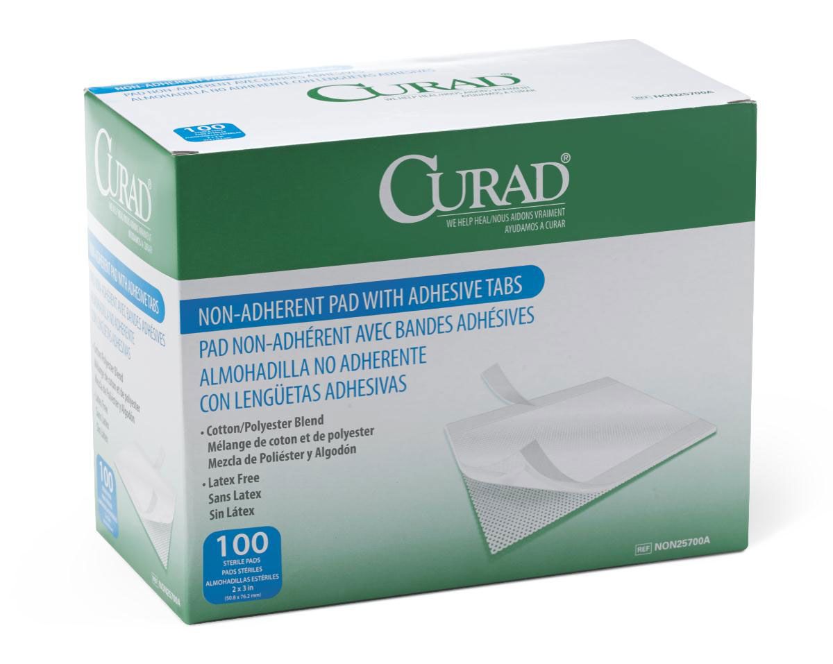 CURAD Sterile Nonadherent Pad w Adhesive Tabs 2x3 1200Ct