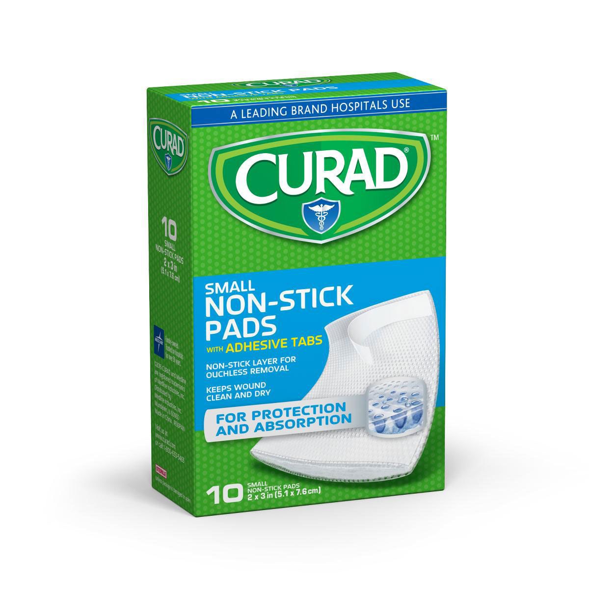 CURAD Sterile Nonstick Pad w Adhesive Tabs 2x3 120Ct