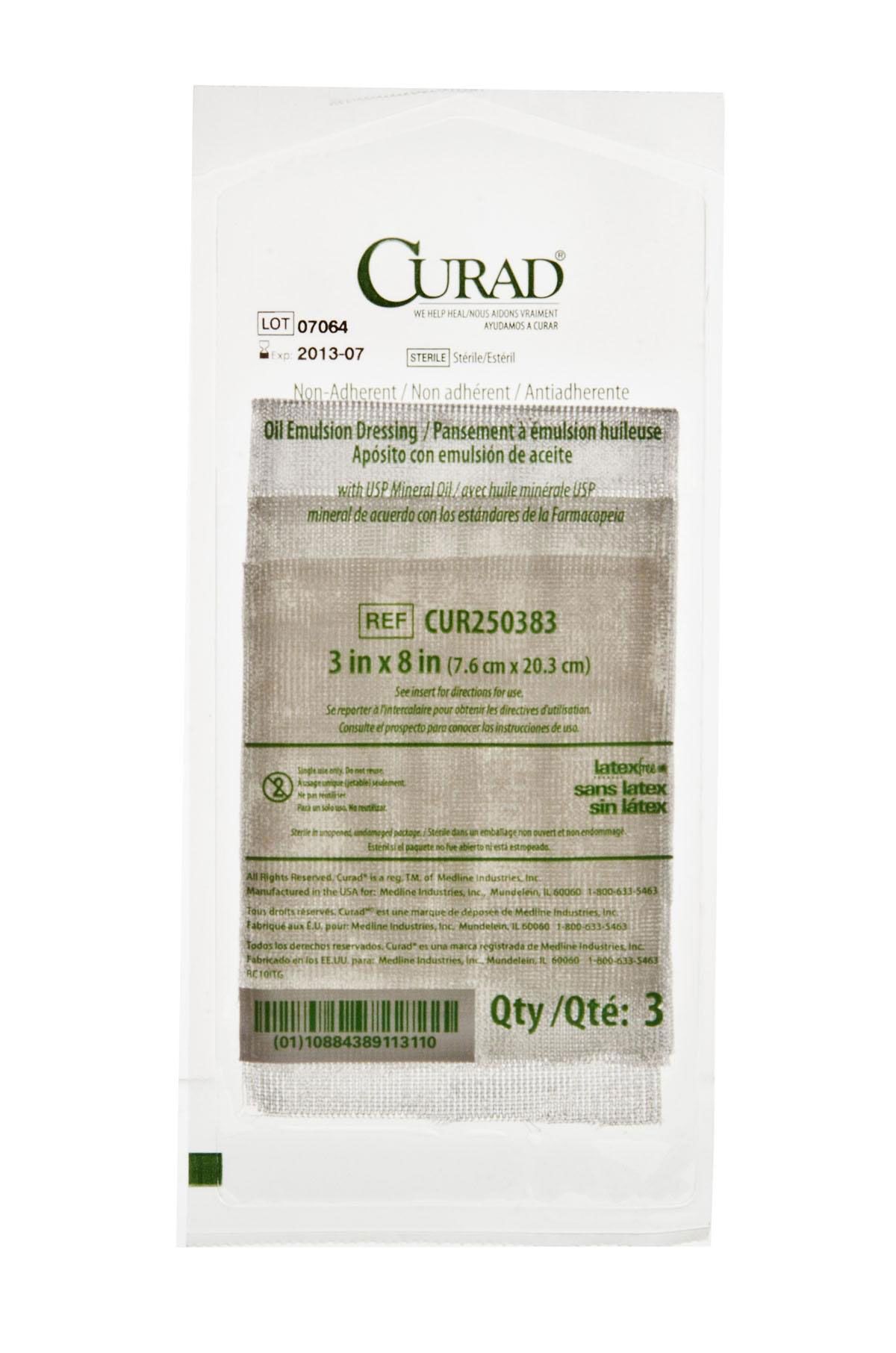 CURAD Sterile Oil Emulsion Gauze Dressing 3x8 3Ct