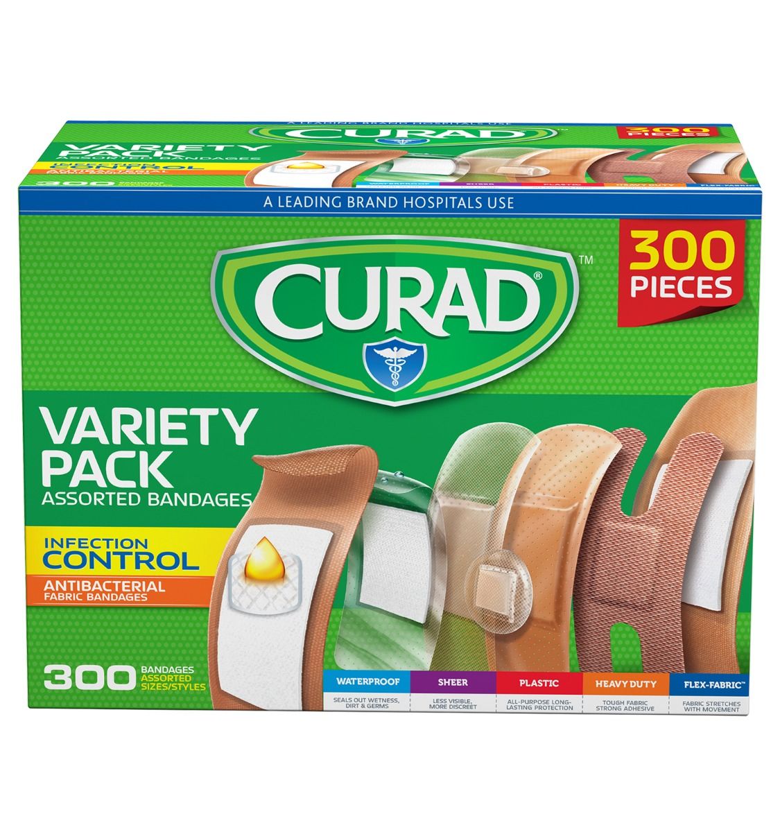 CURAD Adhesive Bandage Variety Pack 300Ct
