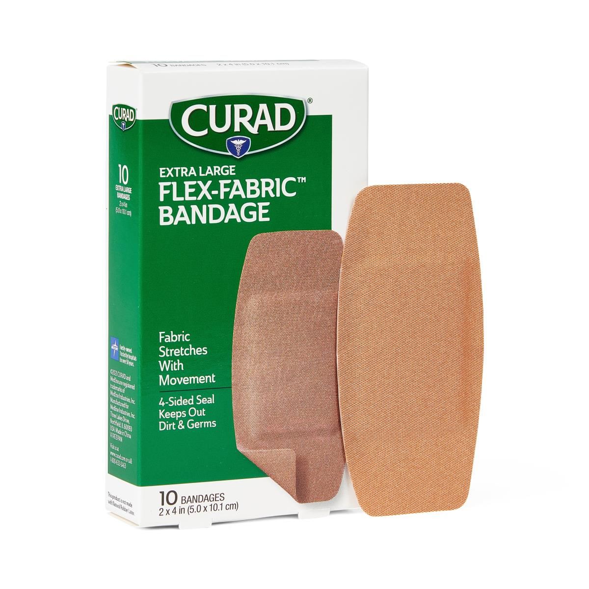 Curad Flex-Fabric Adhesive Bandages XL 2in x 4in Tan 24Ct
