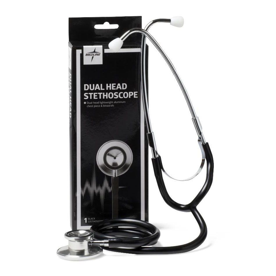 Medline Dual-Head Stethoscope Black 1Ct