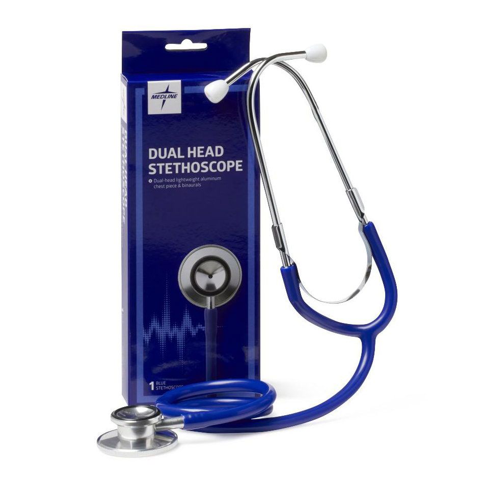 Medline Dual-Head Stethoscope Blue 1Ct