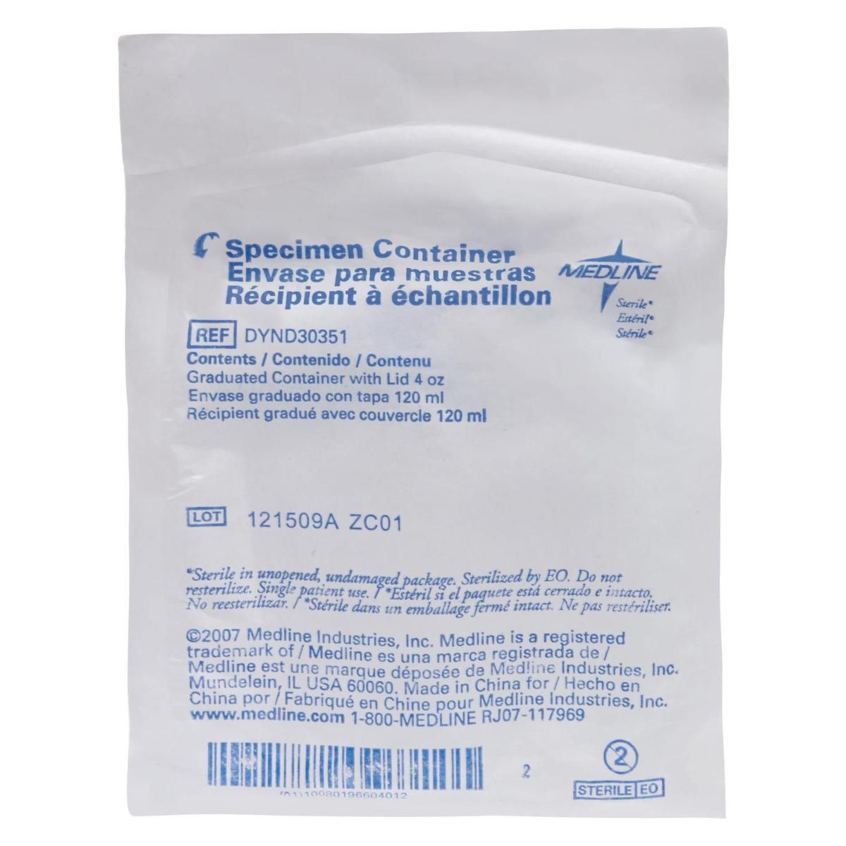 Medline O.R. Specimen Container 4.5oz 100Ct
