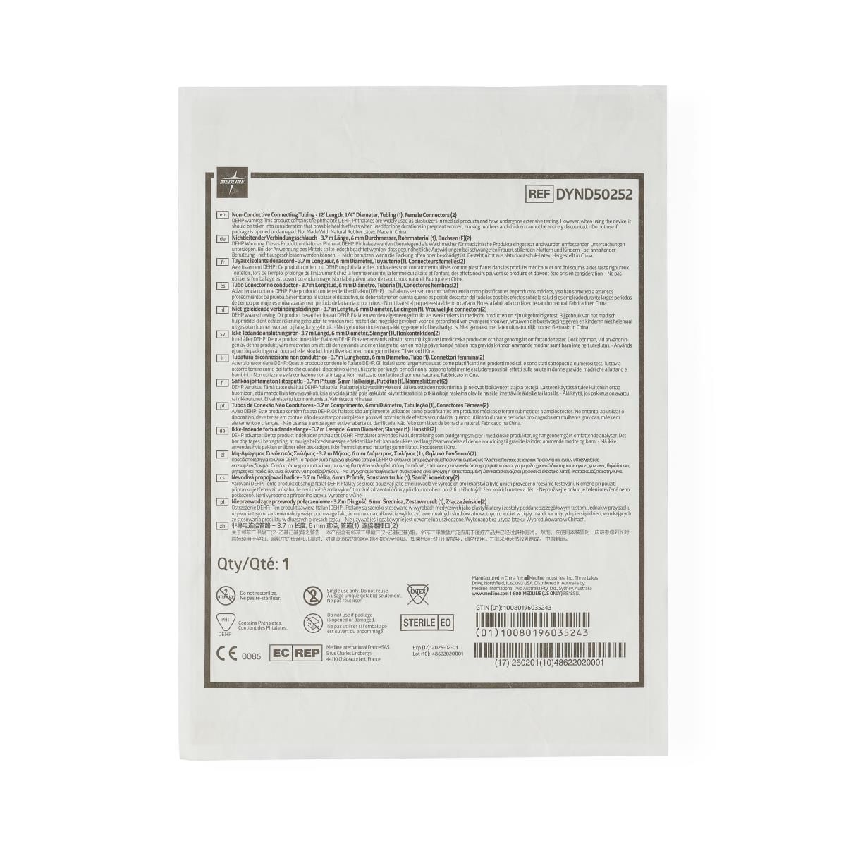 Medline Universal Suction Tubing Scalloped 1/4in x 12ft 20Ct