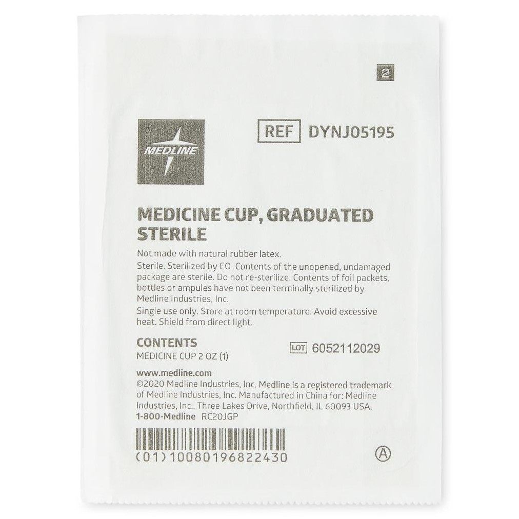 Medline Sterile Plastic Graduated Medicine Cup 2oz 100Ct