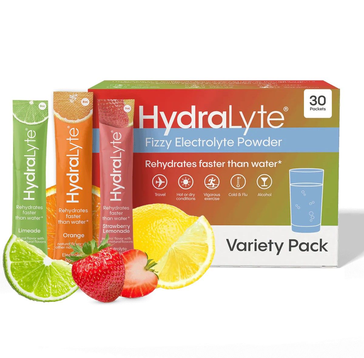 Hydralyte Electrolyte Drink Powder Packets Fruit & Berry 30Ct