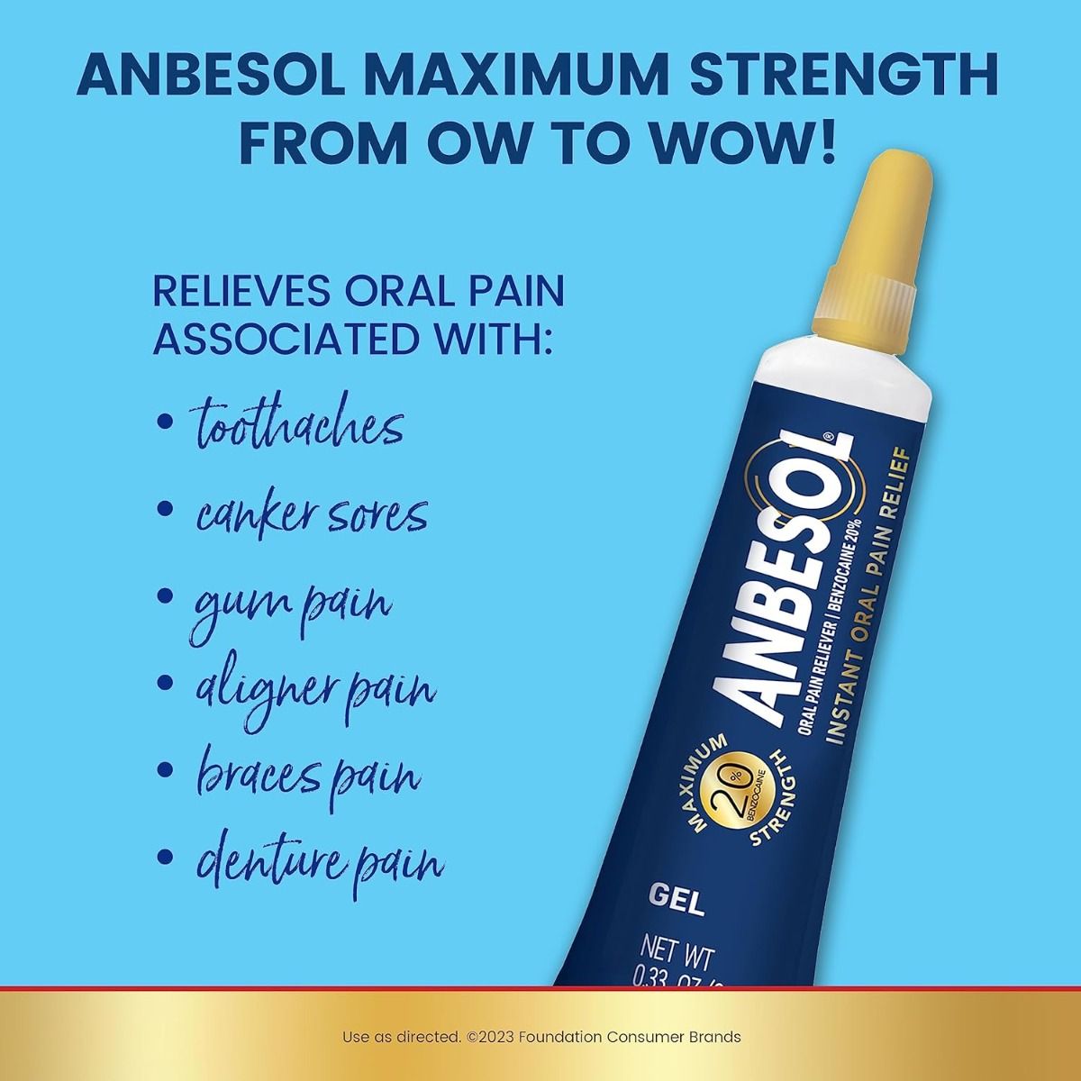 Anbesol Max Strength Pain Relief Gel 0.33oz 1Ct