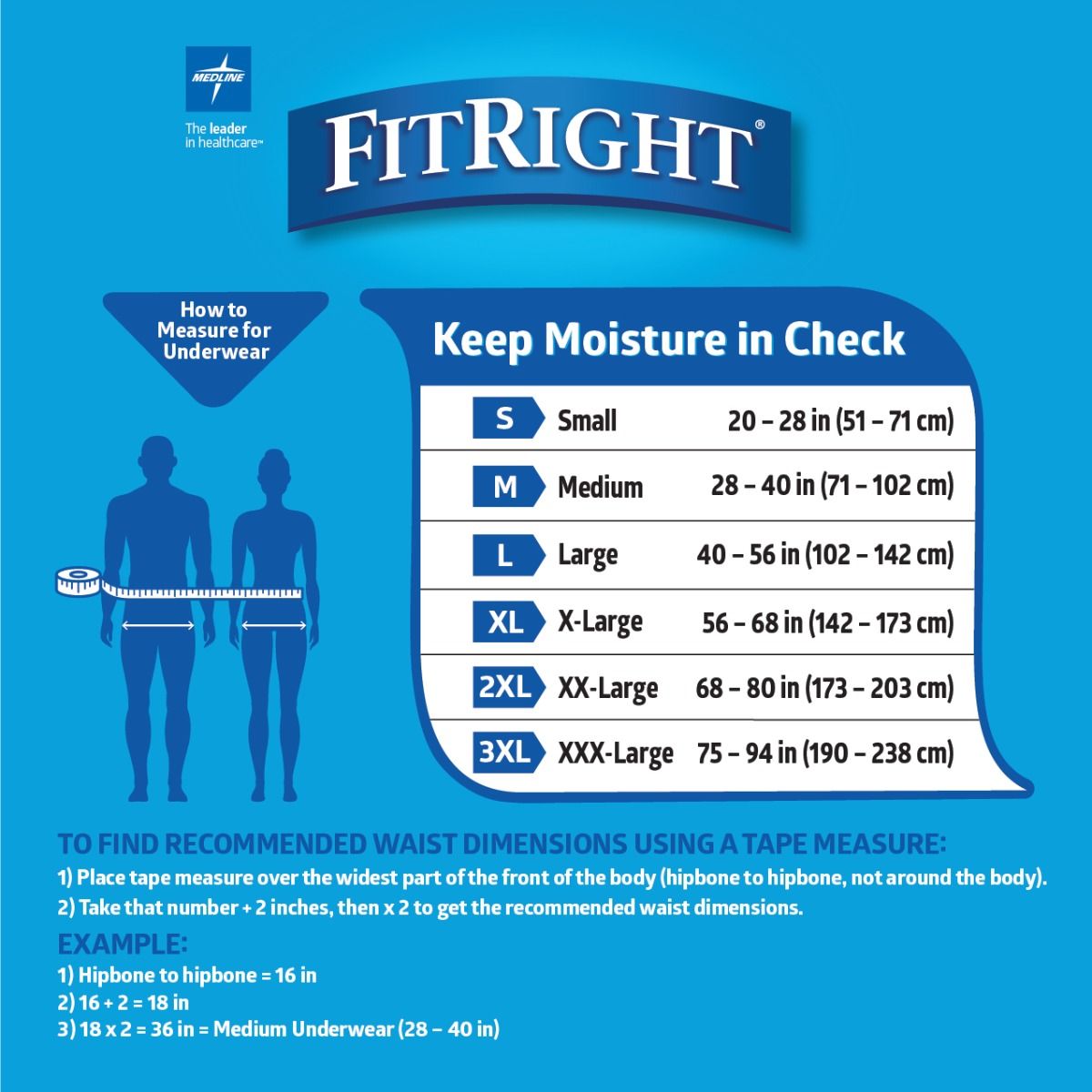 Medline FitRight Super Disposable Underwear L 20Ct