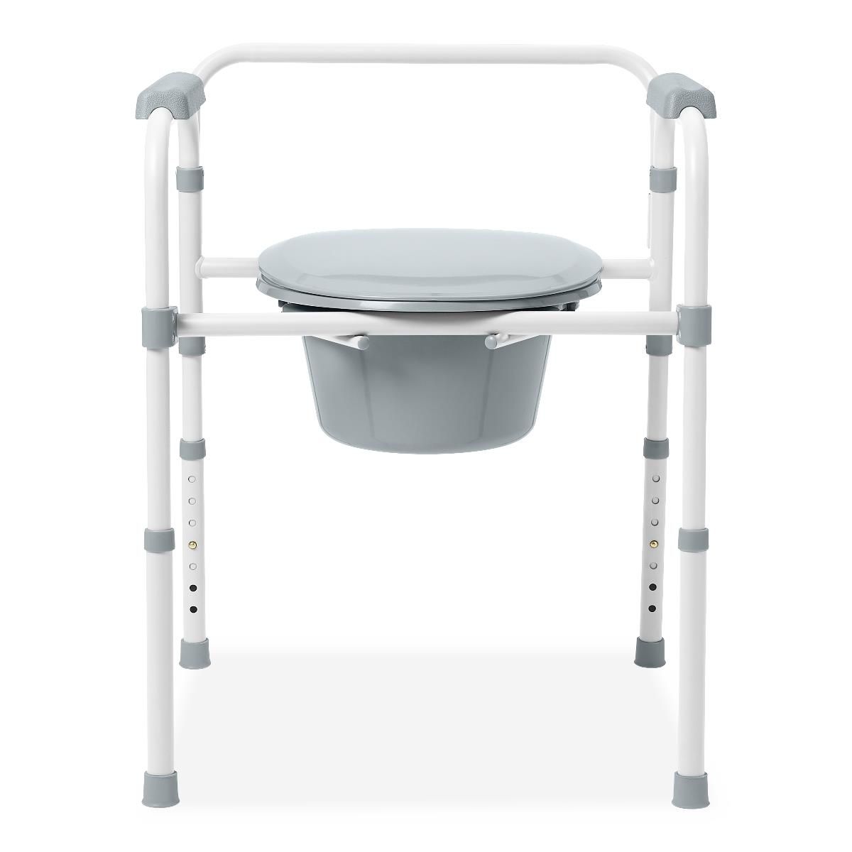 Medline 3-in-1 Elongated Steel Commode 350lb Cap 1Ct