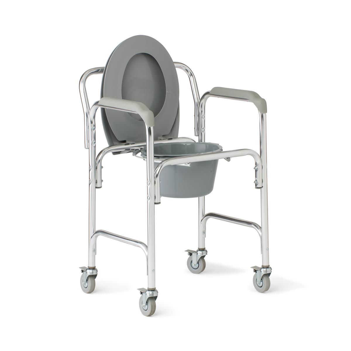 Aluminum Elongated Commode with 4 Locking Casters