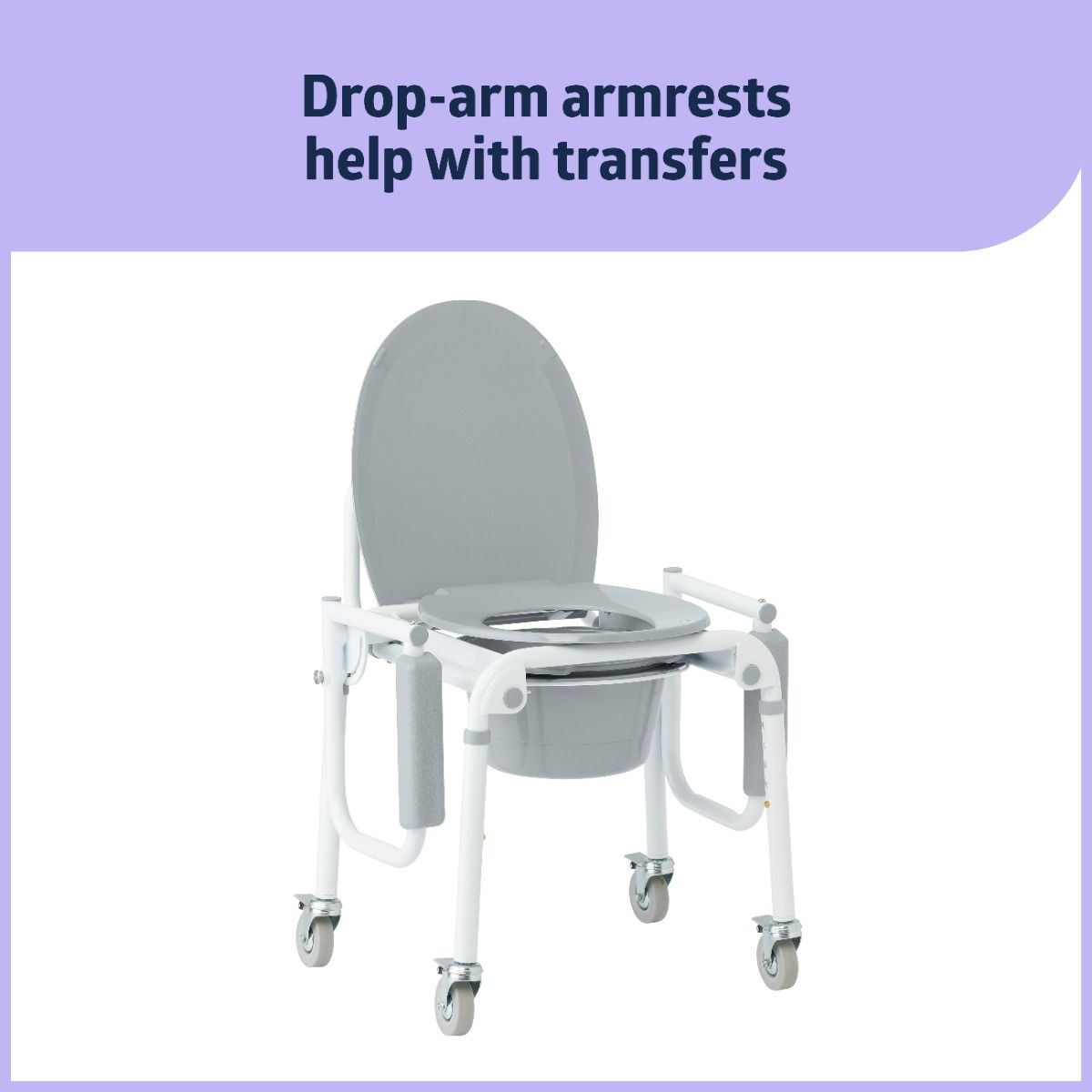 Guardian Drop-Arm Commode with 4 Locking Casters 300lbs 1Ct