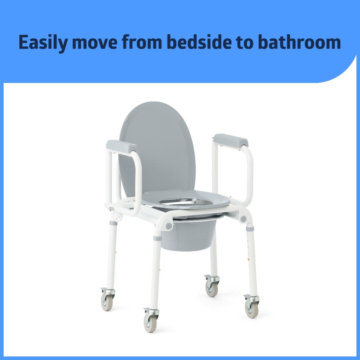 Guardian Drop-Arm Commode with 4 Locking Casters 300lbs 1Ct